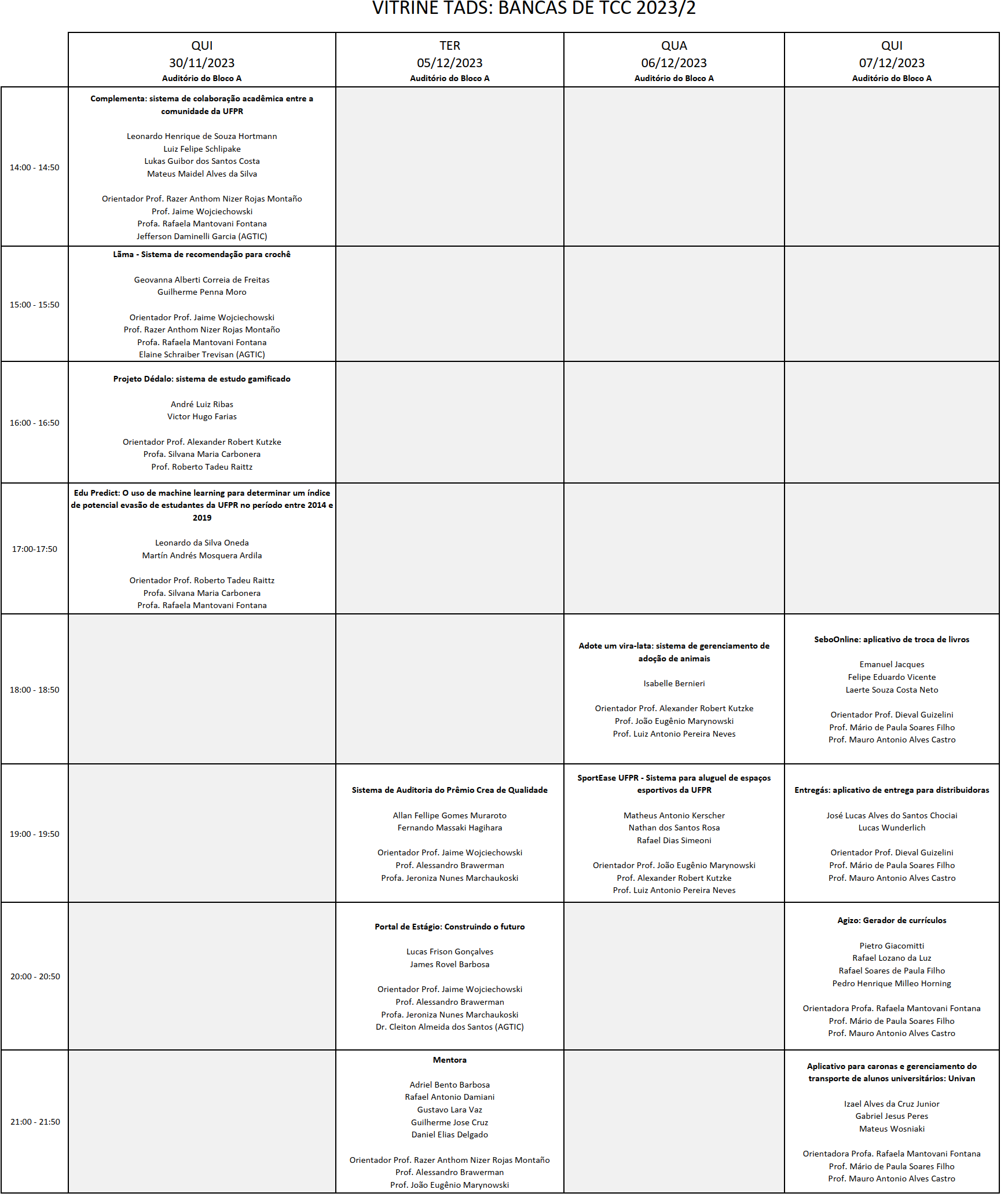 UFPR - Curso Superior de Tecnologia em Análise e Desenvolvimento de Sistemas (TADS)